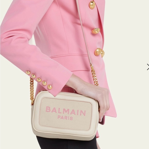 Balmain | Bags | Balmain B Army Pink White Canvas Camera Crossbody ...